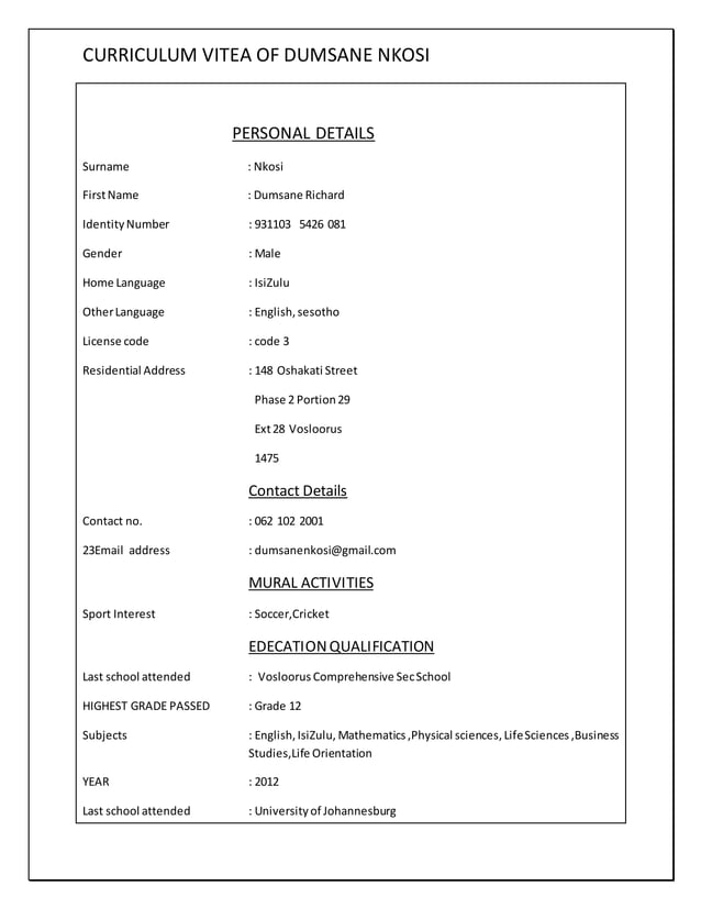 Dumsane Nkosi | DOCX