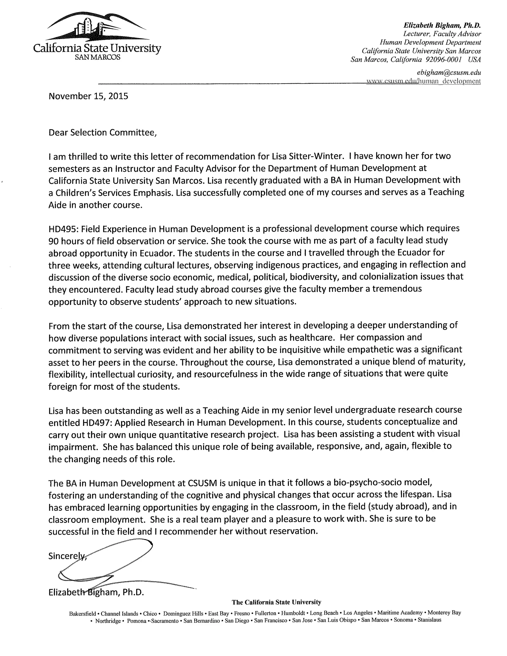 Letter recommendation Bigham final | PDF