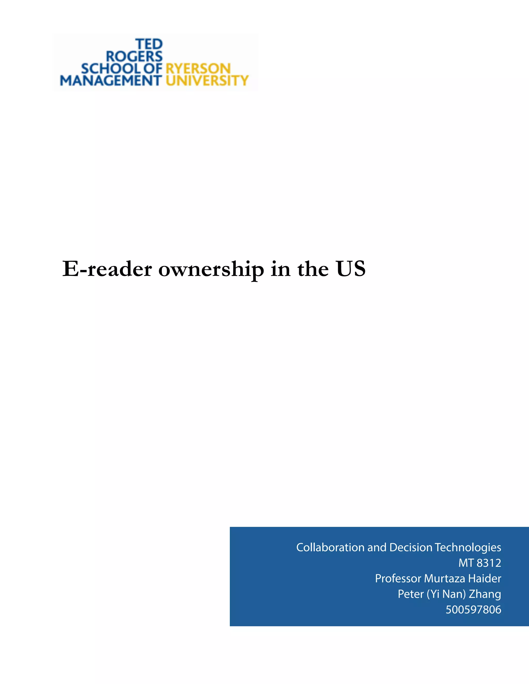 Assignment 2-Ereader ownership | PDF