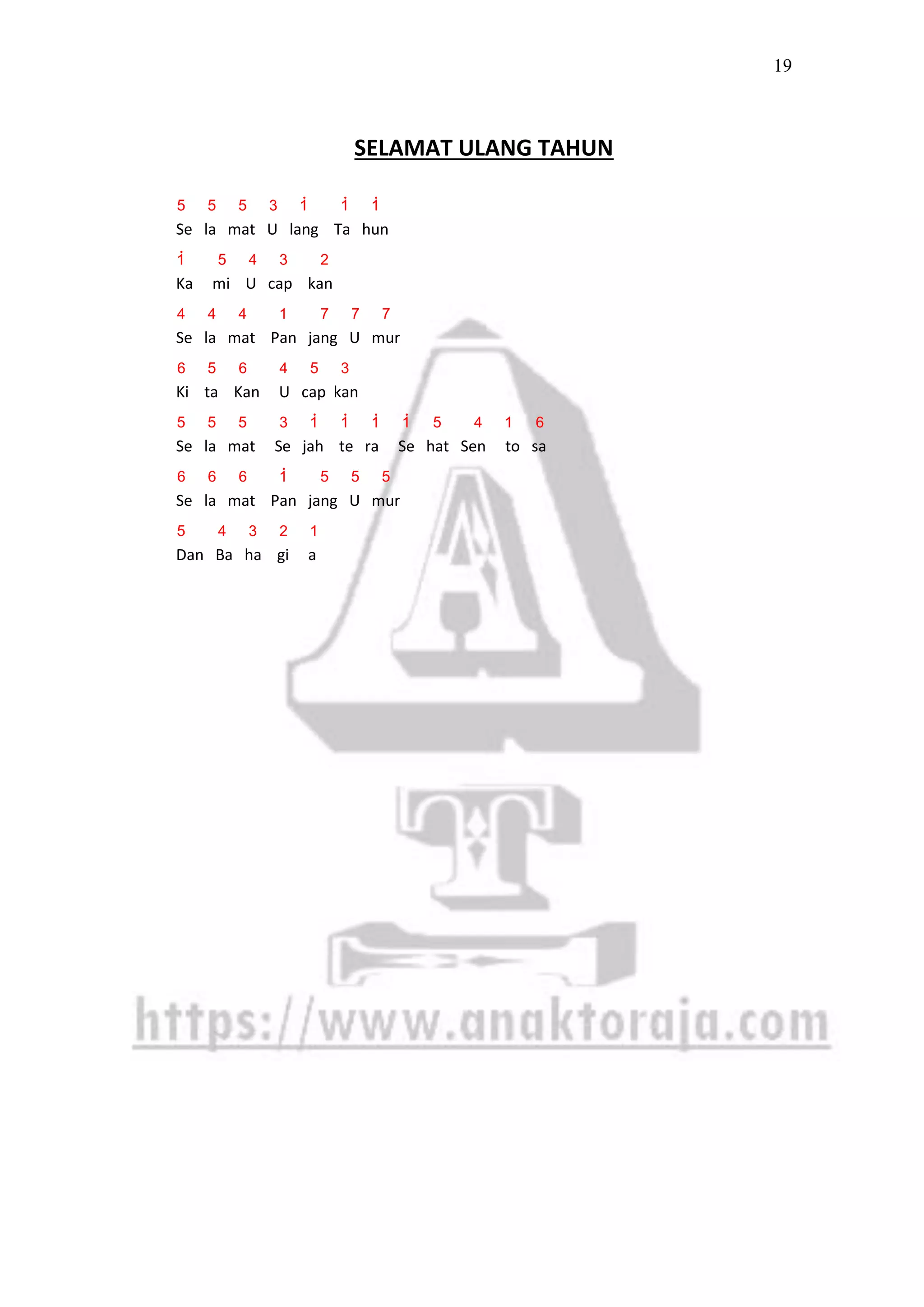 Not angka lagu anak lengkap | PDF