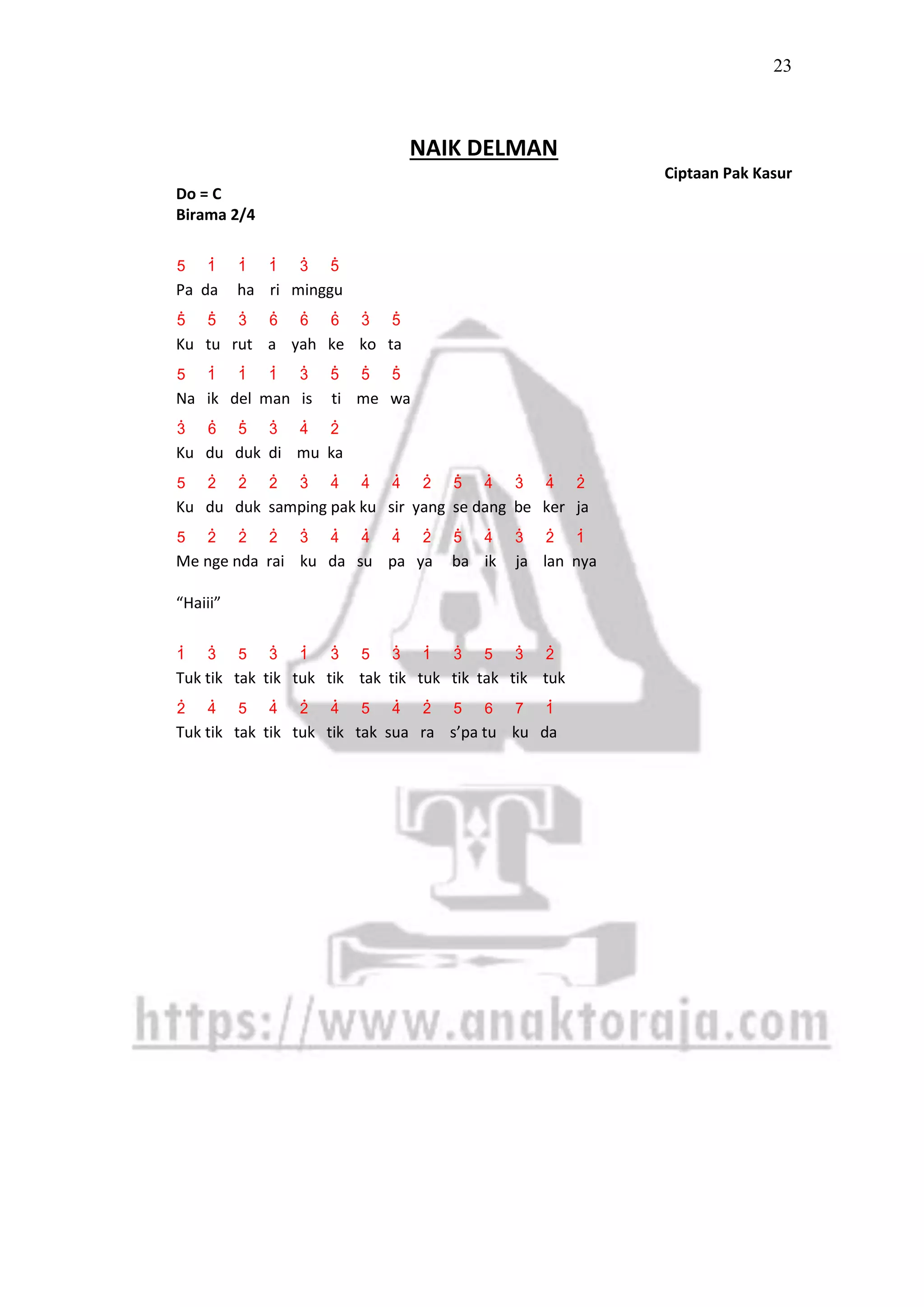 Not angka lagu anak lengkap | PDF