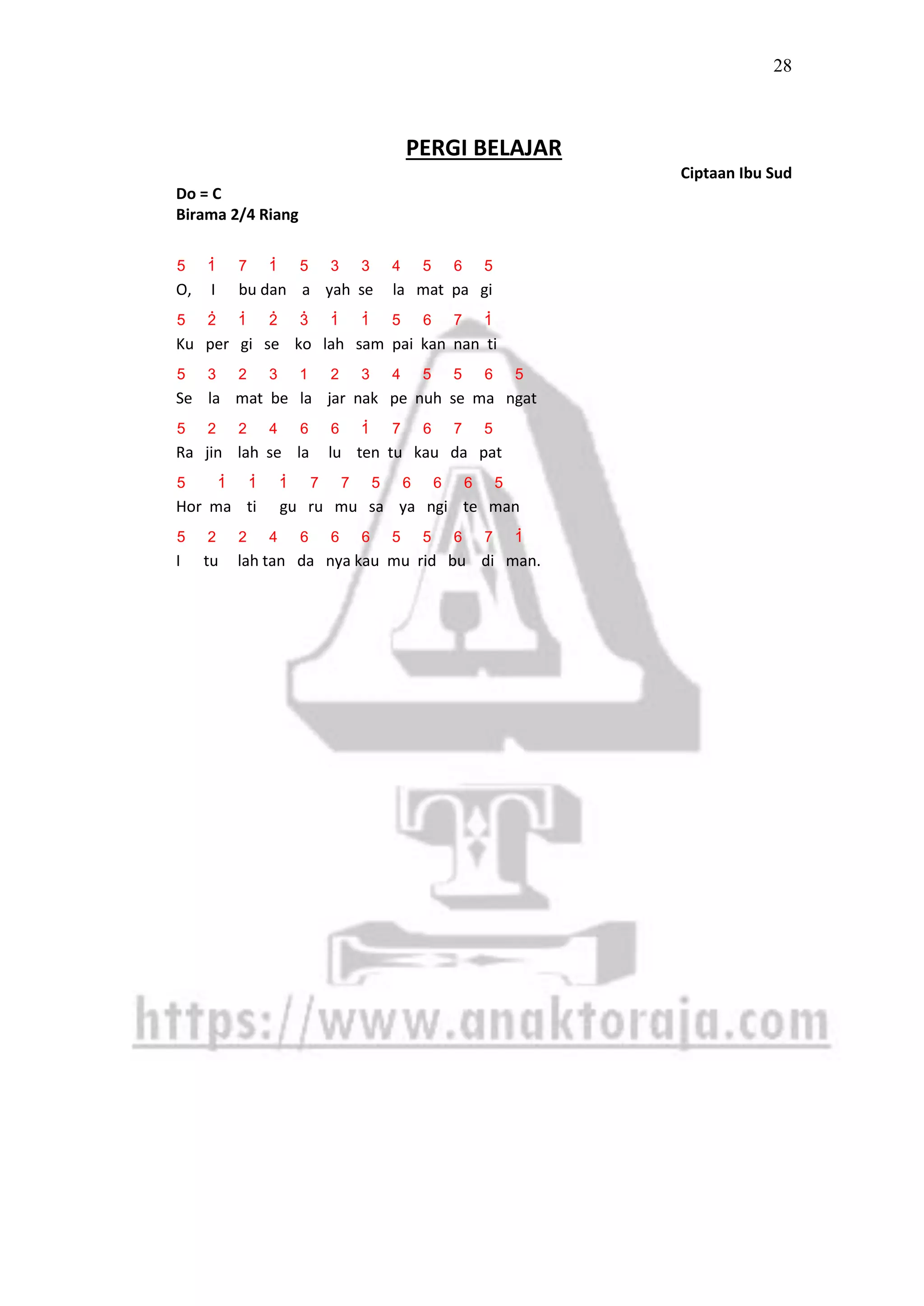 Not angka lagu anak lengkap | PDF
