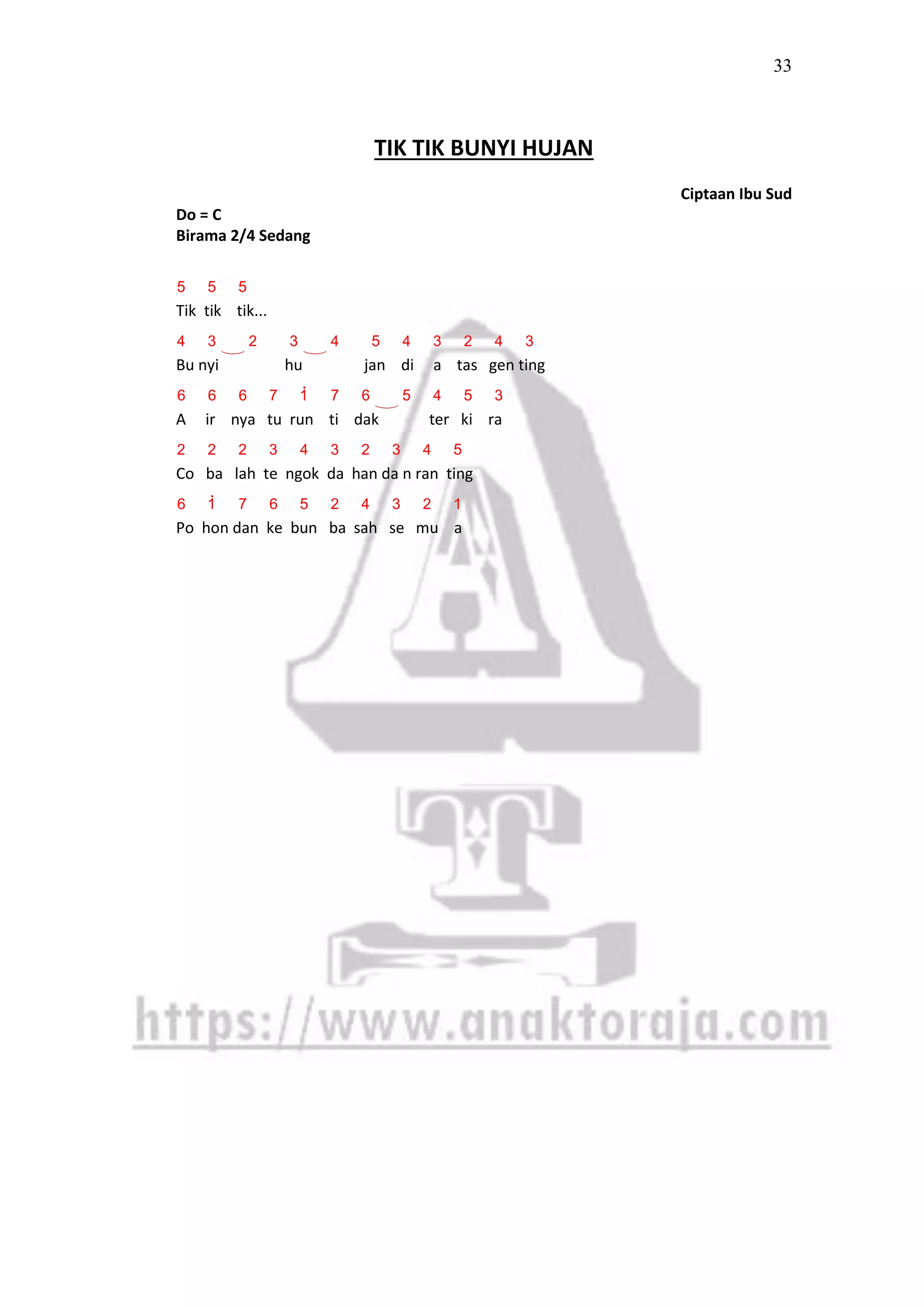 Not angka lagu anak lengkap | PDF