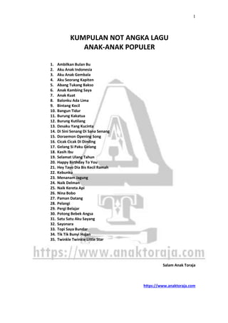 Not angka lagu anak lengkap | PDF