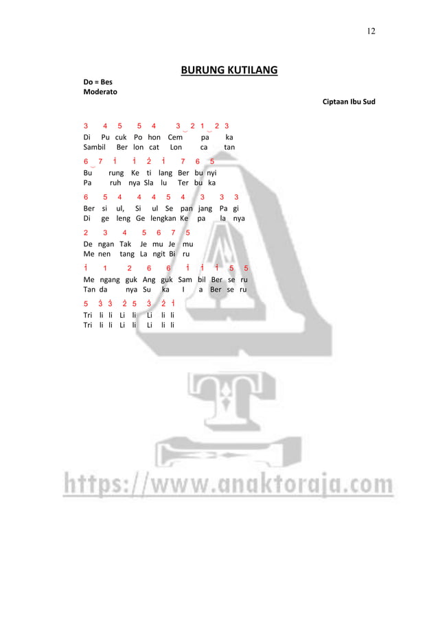 Not angka lagu anak lengkap | PDF