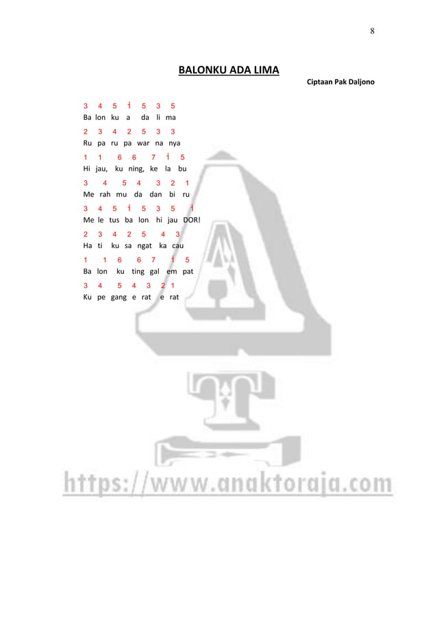 Not angka lagu anak lengkap | PDF