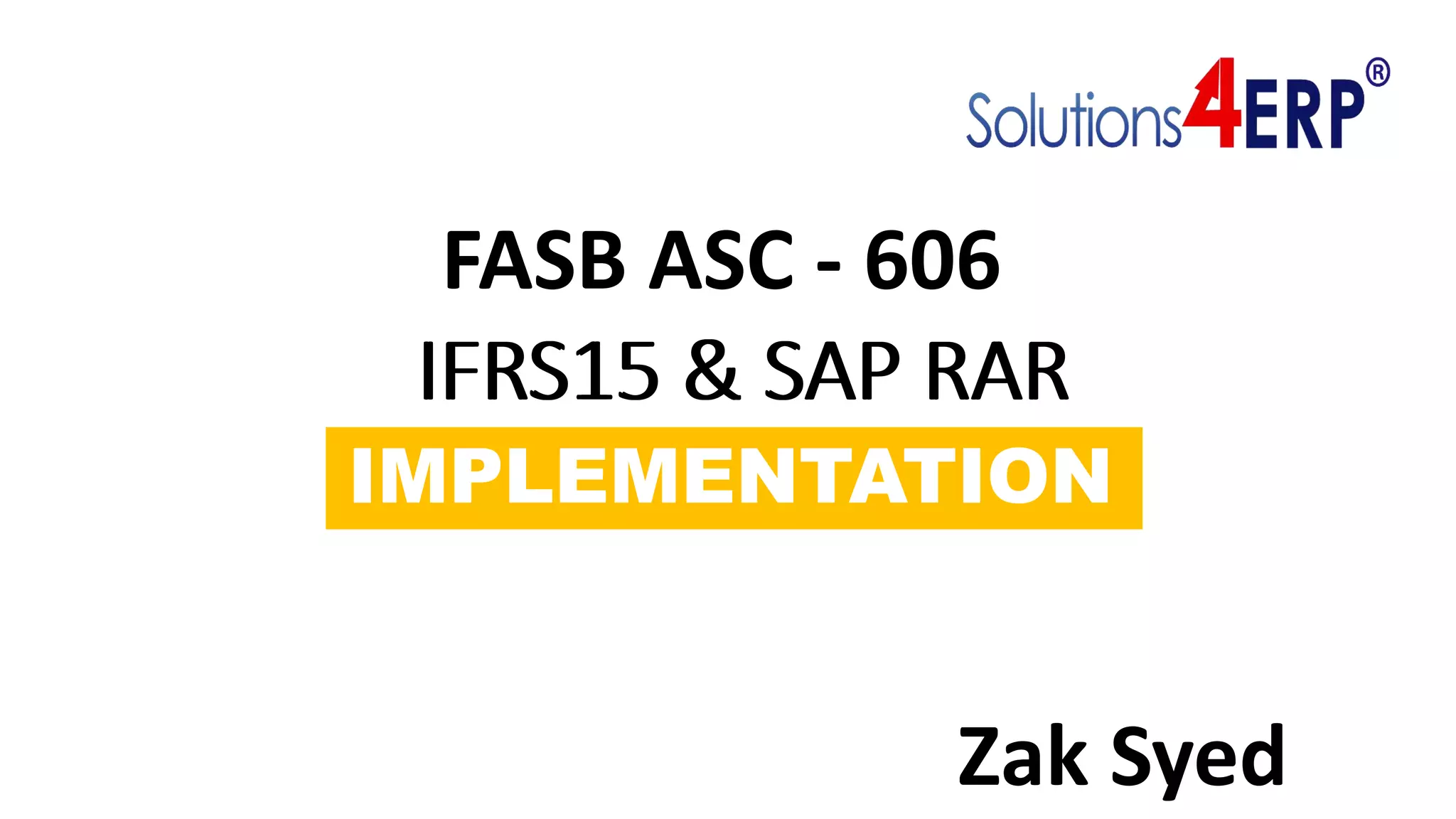 ASC 606 - IFRS 15 and SAP RAR | PPTX