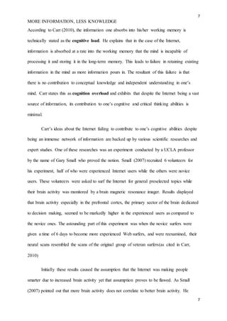 More information, less knowledge | DOCX | Internet for Beginners | Internet