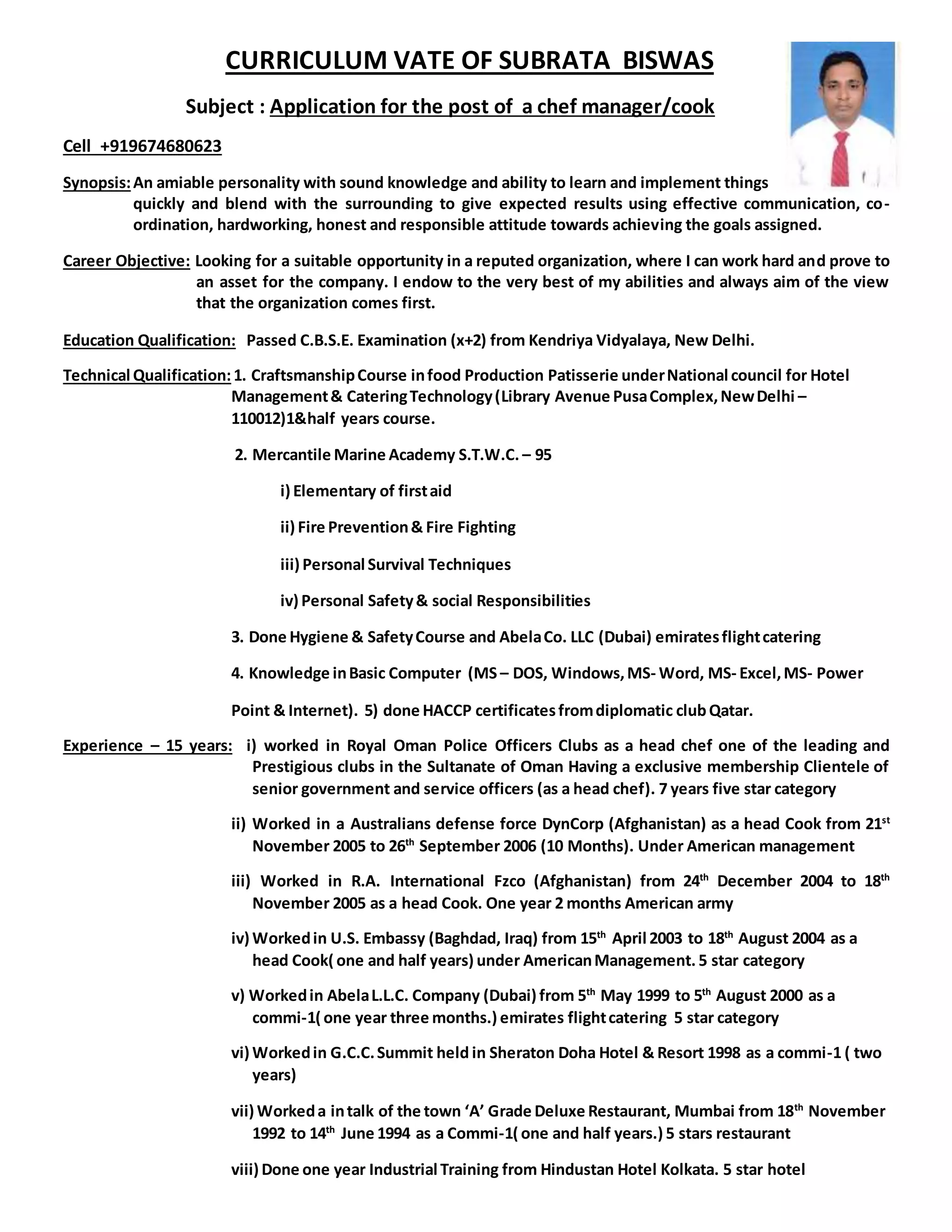 Updated C.V. of Subrata Biswas | DOCX | Business | Business and Finance