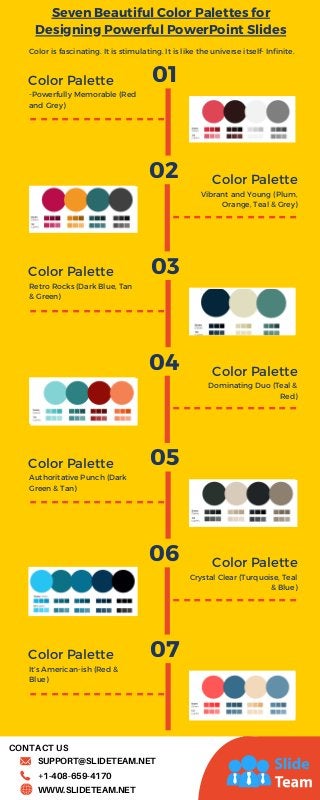 Seven beautiful color palettes for designing powerful power point slides