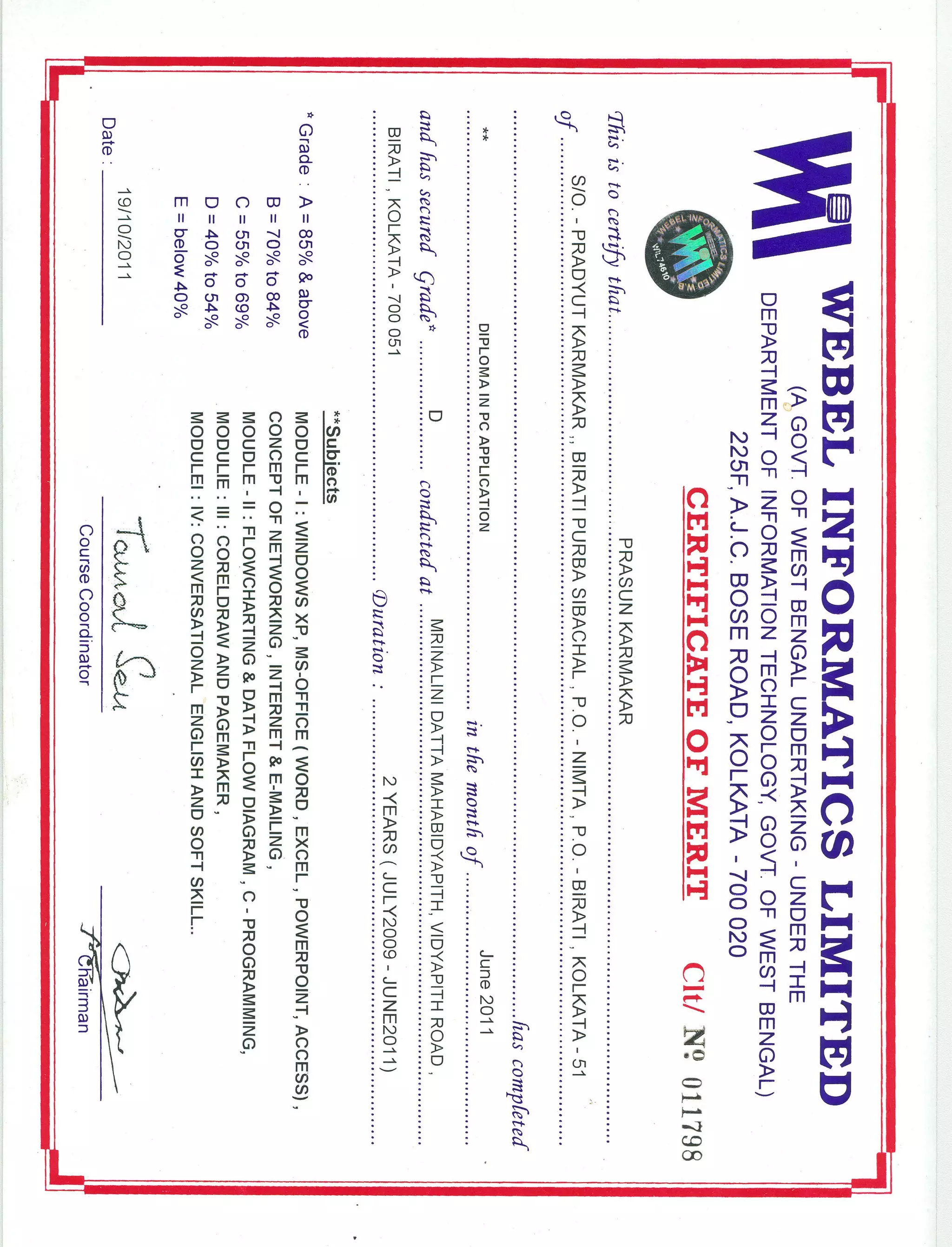 WEBEL CERTIFICATE | PDF