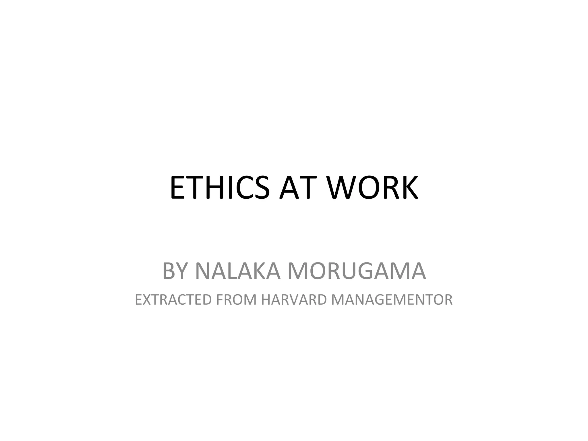 ETHICS AT WORK | PPT