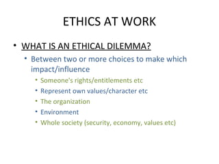 ETHICS AT WORK | PPT