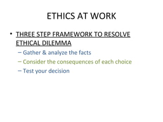 ETHICS AT WORK | PPT