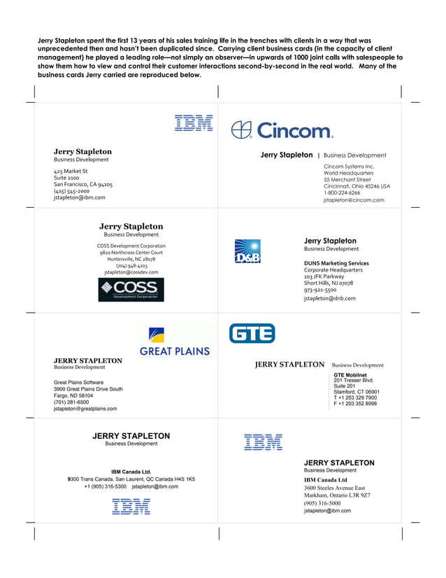 Jerry Stapleton biz cards | PDF
