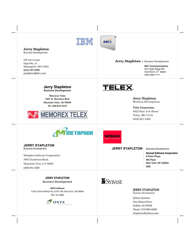 Jerry Stapleton biz cards | PDF