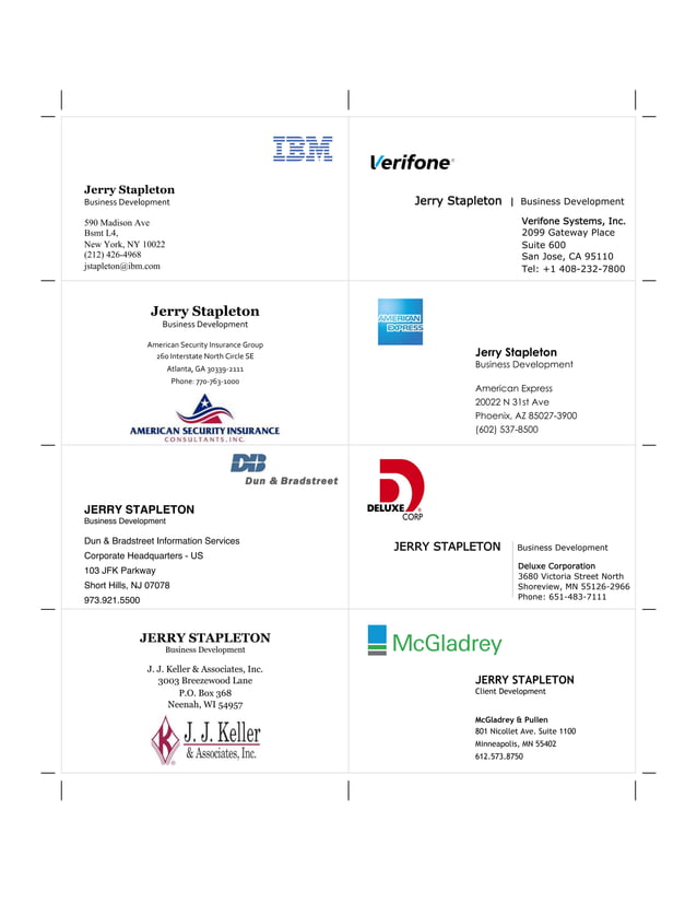 Jerry Stapleton biz cards | PDF