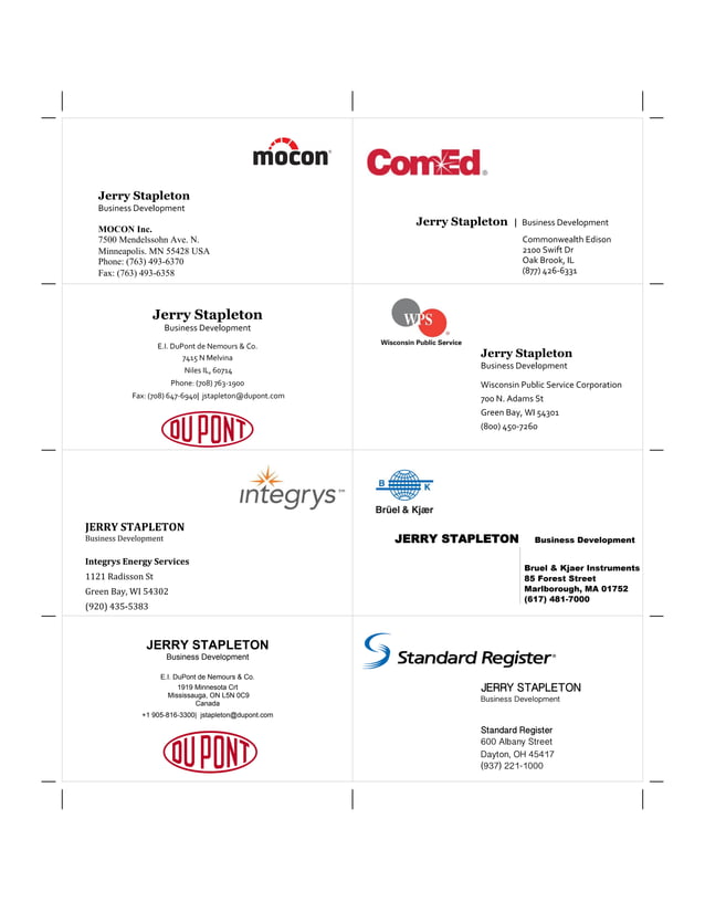 Jerry Stapleton biz cards | PDF