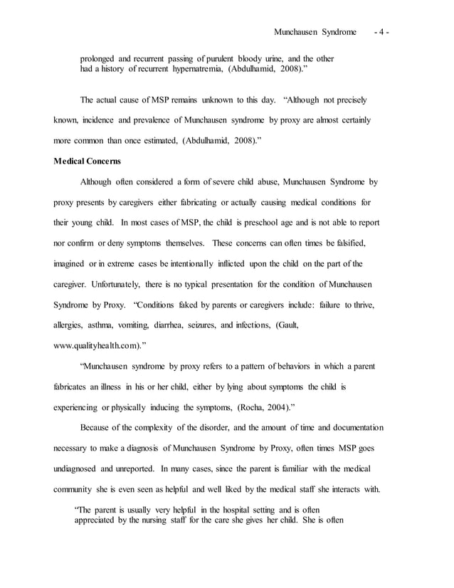 Munchausen Syndrome By Proxy paper | PDF