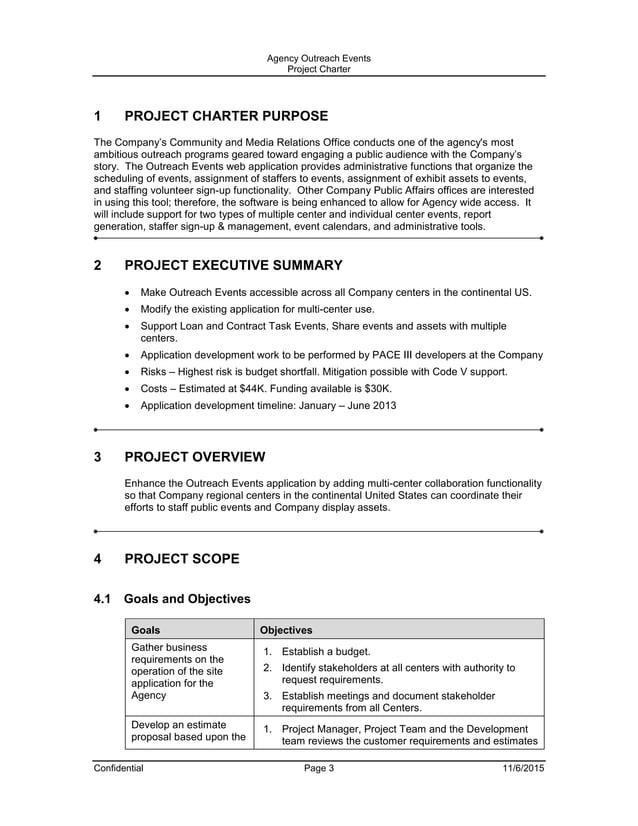 Project Charter - Outreach Events for the Company | PDF | Computer ...