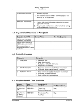 Project Charter - Outreach Events for the Company | PDF