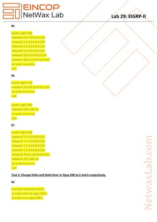 Eincop Netwax Lab: EIGRP ii | PDF | Computer Networking | Computing