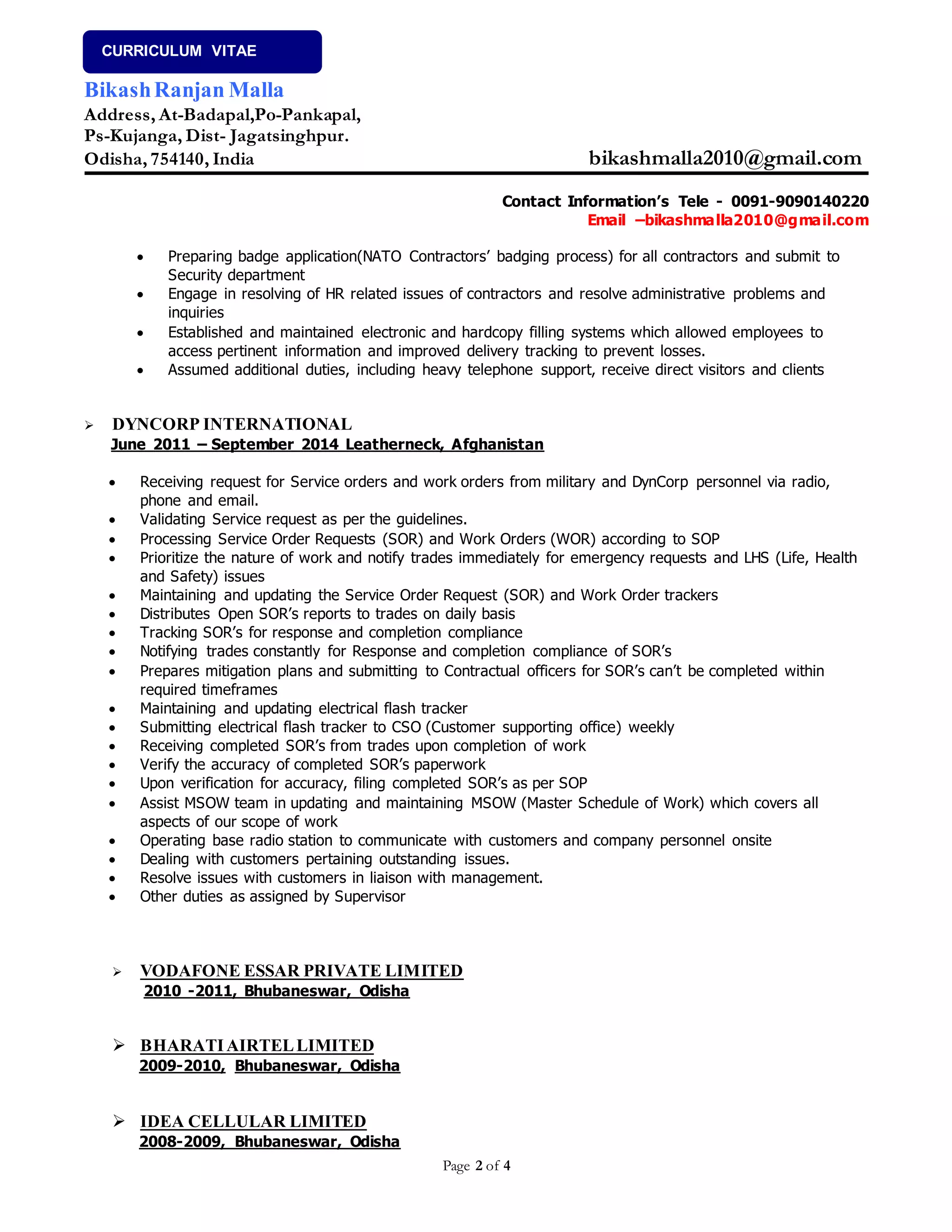 Bikash Ranjan Malla Updated Resume | DOCX | Business Administration ... Bikash Ranjan Malla Updated Resume | DOCX | Business Administration ...