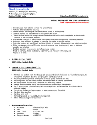 Bikash Ranjan Malla Updated Resume | DOCX | Business Administration | Business