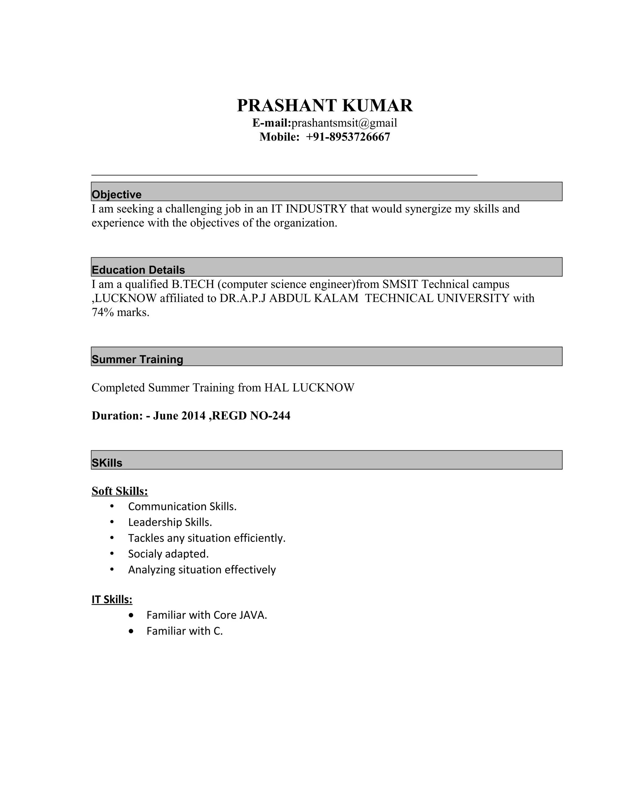 prashant KUMAR cv (2) | DOC