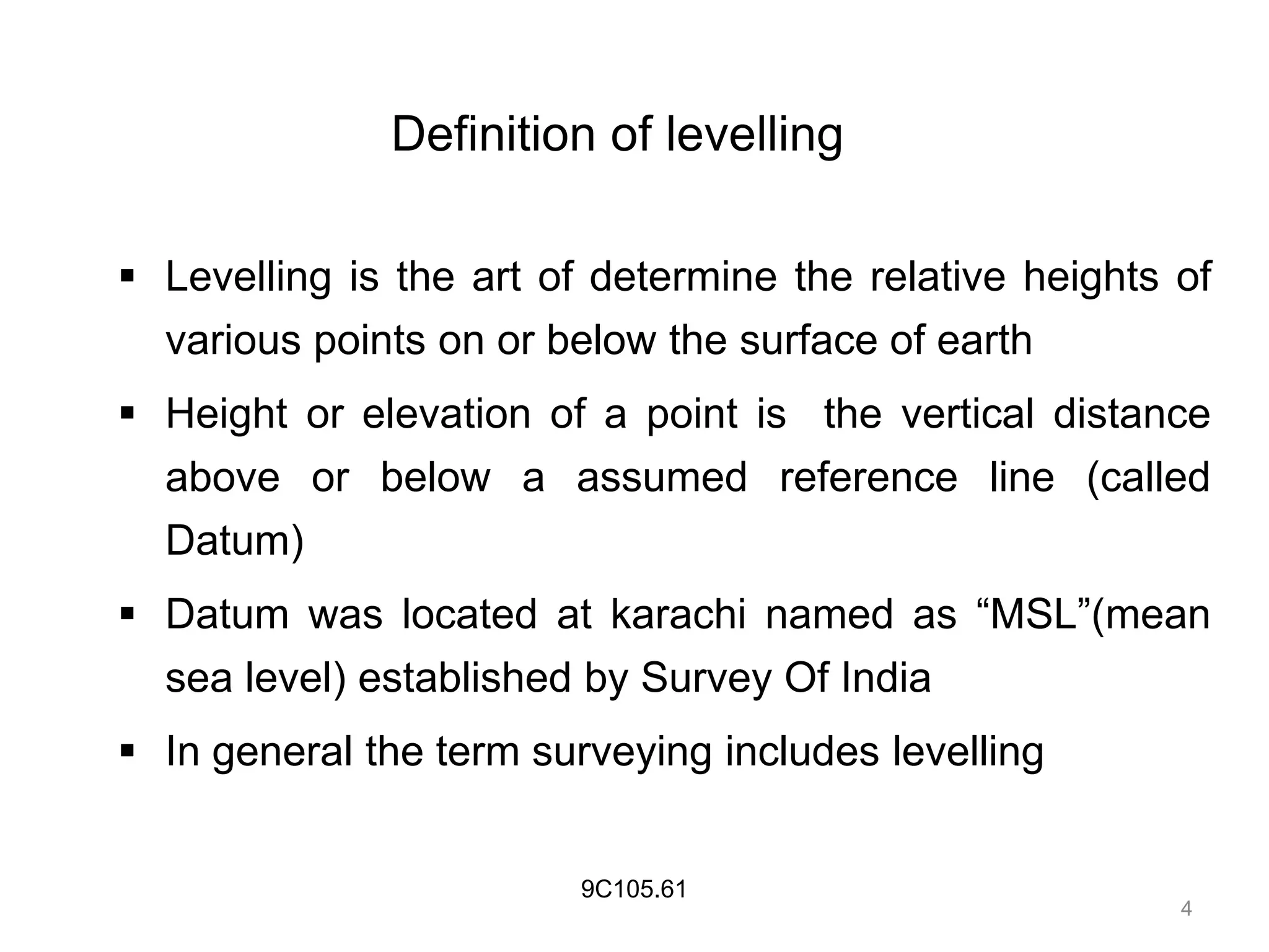 levelling and surveying presentation in civil | PPT
