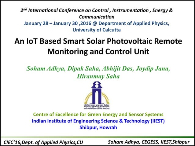 CIEC16_PPT_Iot Based Smart Solar Monitoring | PPTX