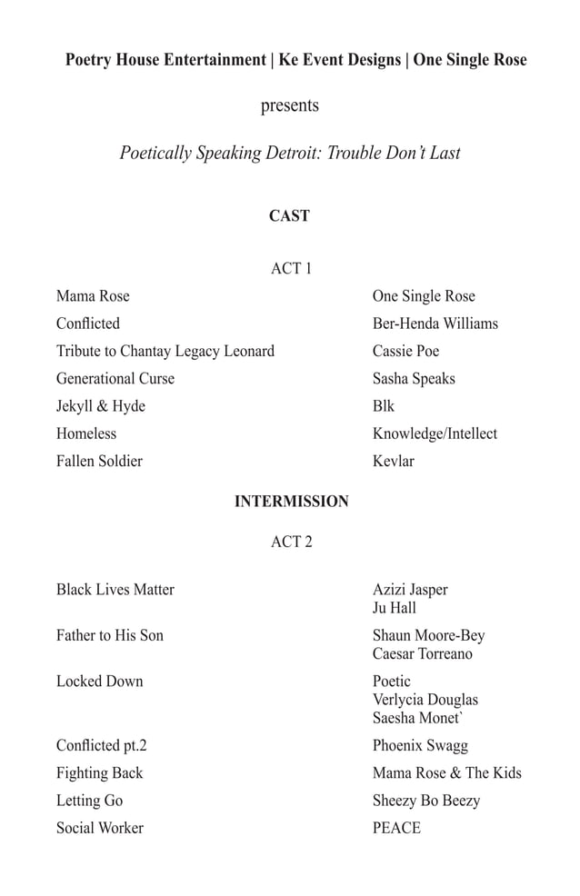 TROUBLE PLAYBILL | PDF