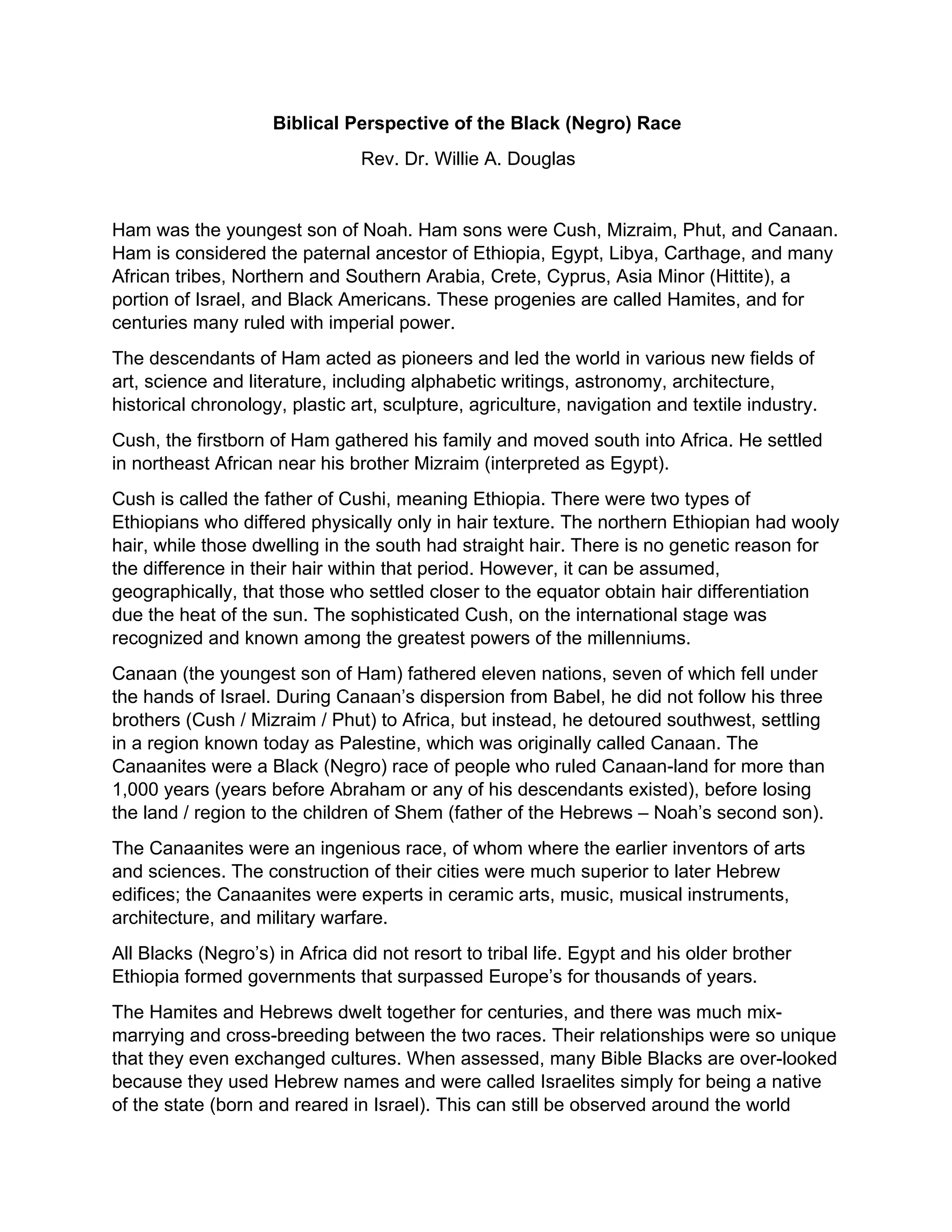 Ham the youngest son of Noah | PDF