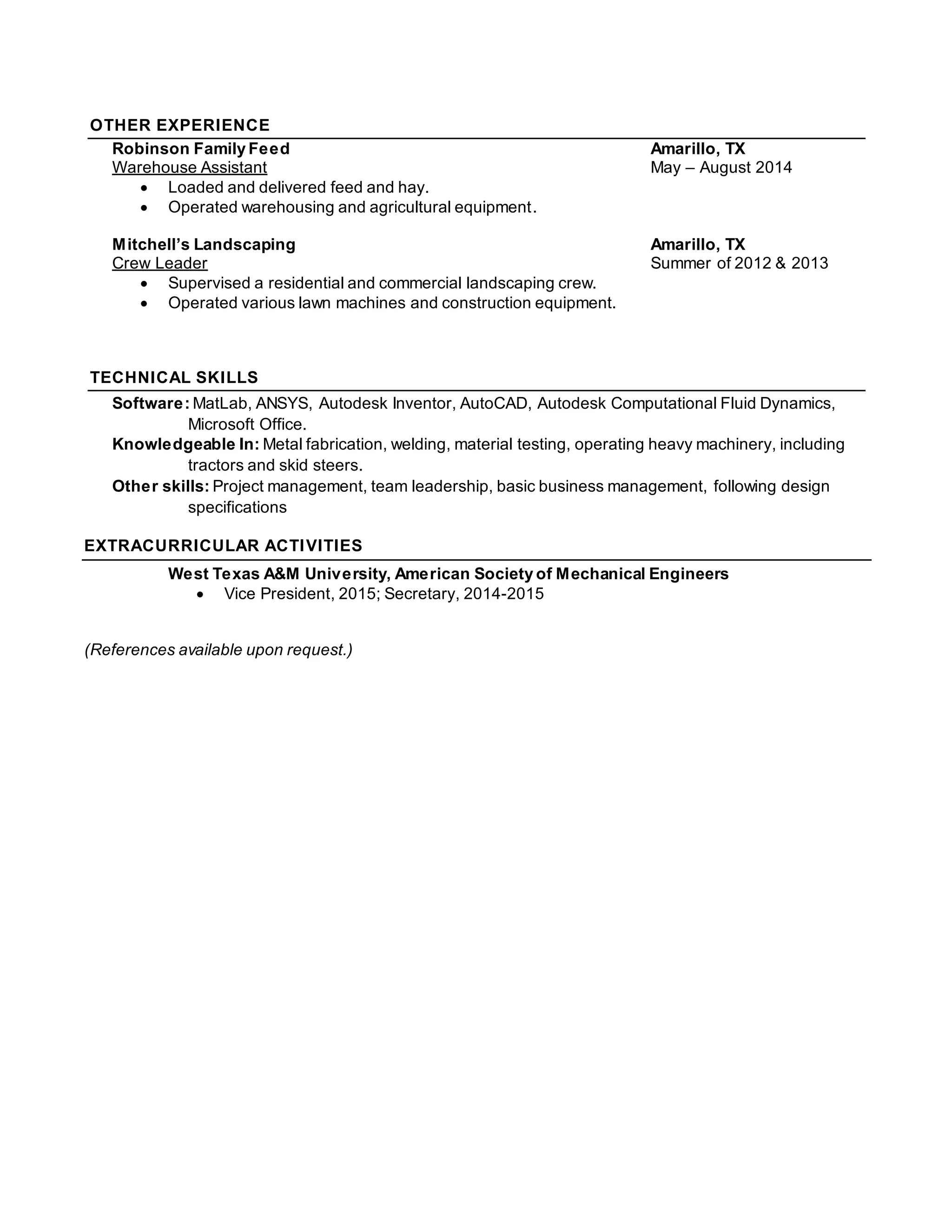 Casey Stripling Engineer Resume | PDF