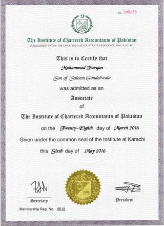 ACA Qualification Certificate | PDF