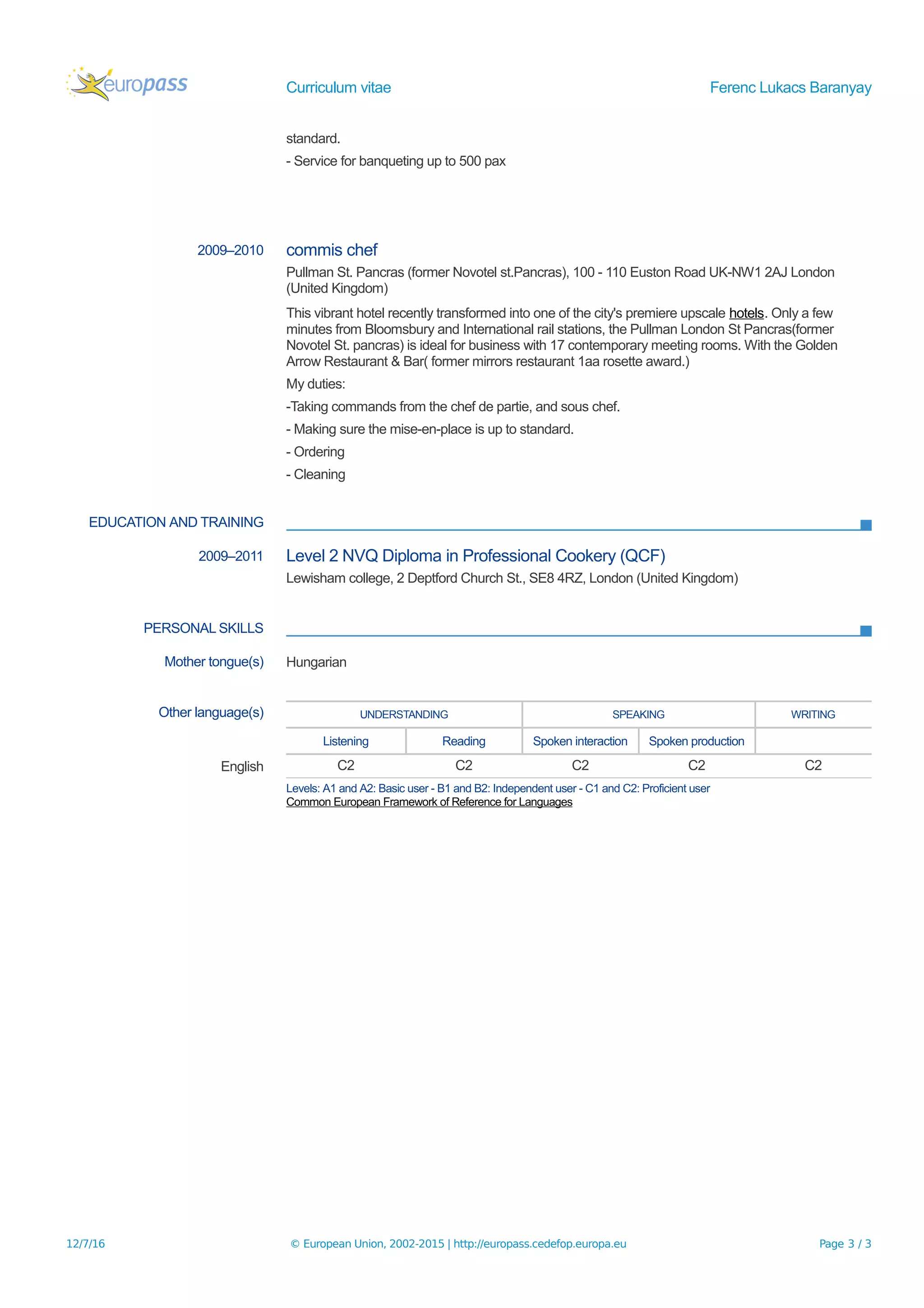 CV-2016-Ferenc Baranyay | PDF