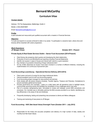 Bernard McCarthy Curriculum Vitae | PDF
