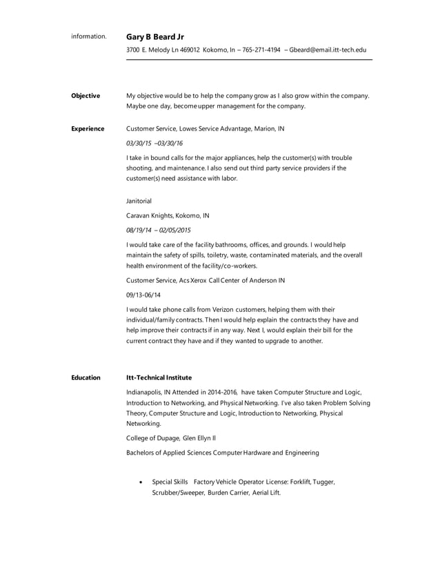 Gary's Resume #2 | DOCX | Technology & Computing
