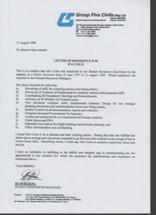 Group Five Civils - Reference Letter of Employment | PDF