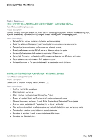 R mayers_CV 2302 | PDF | Civil Engineering Industry | Industries