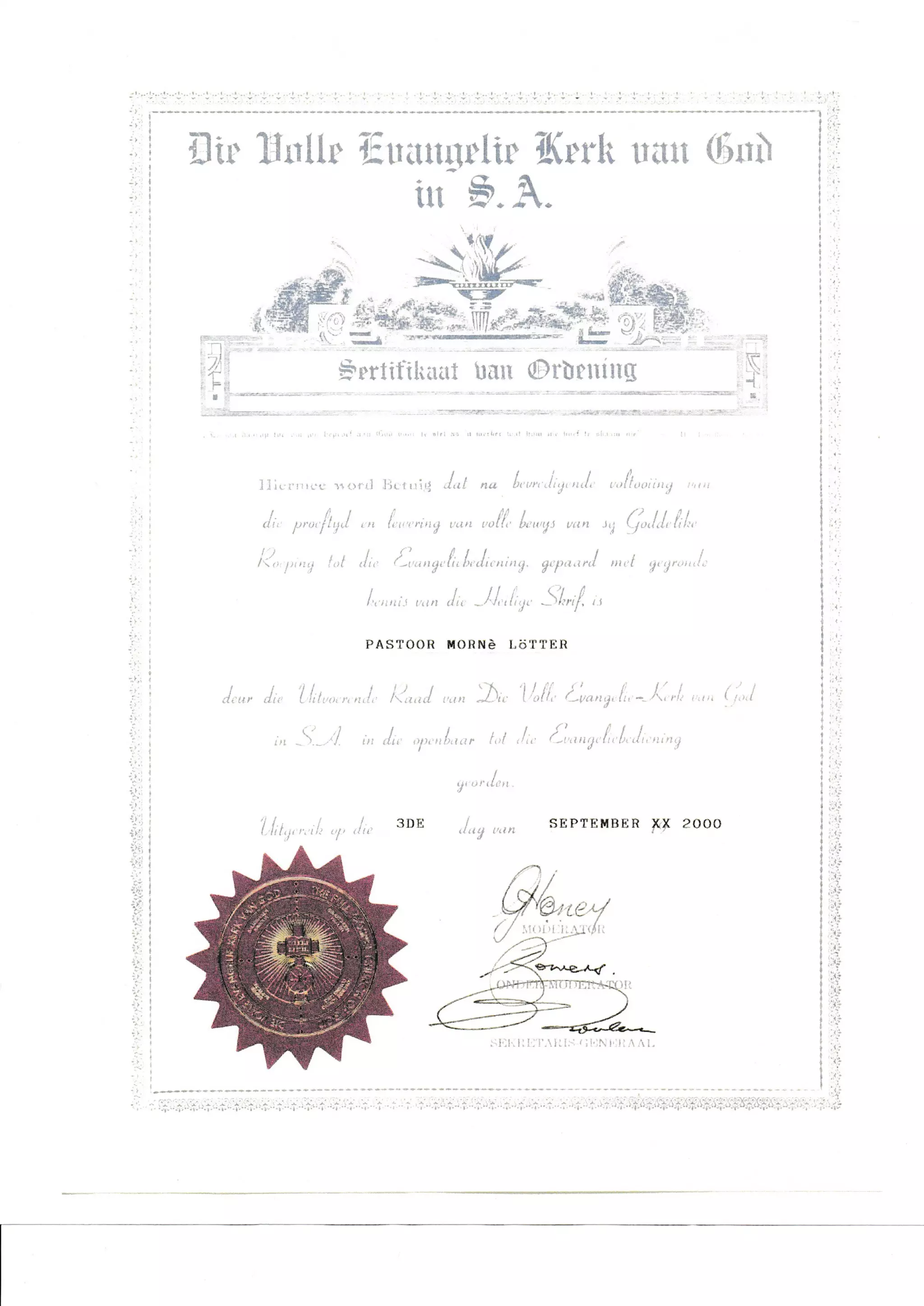 Certificate of Ordination FGCof God | PDF