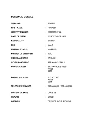 CV -RONALD BOURN JNR | DOC