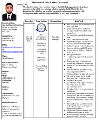 Dow Experiee resume | DOCX