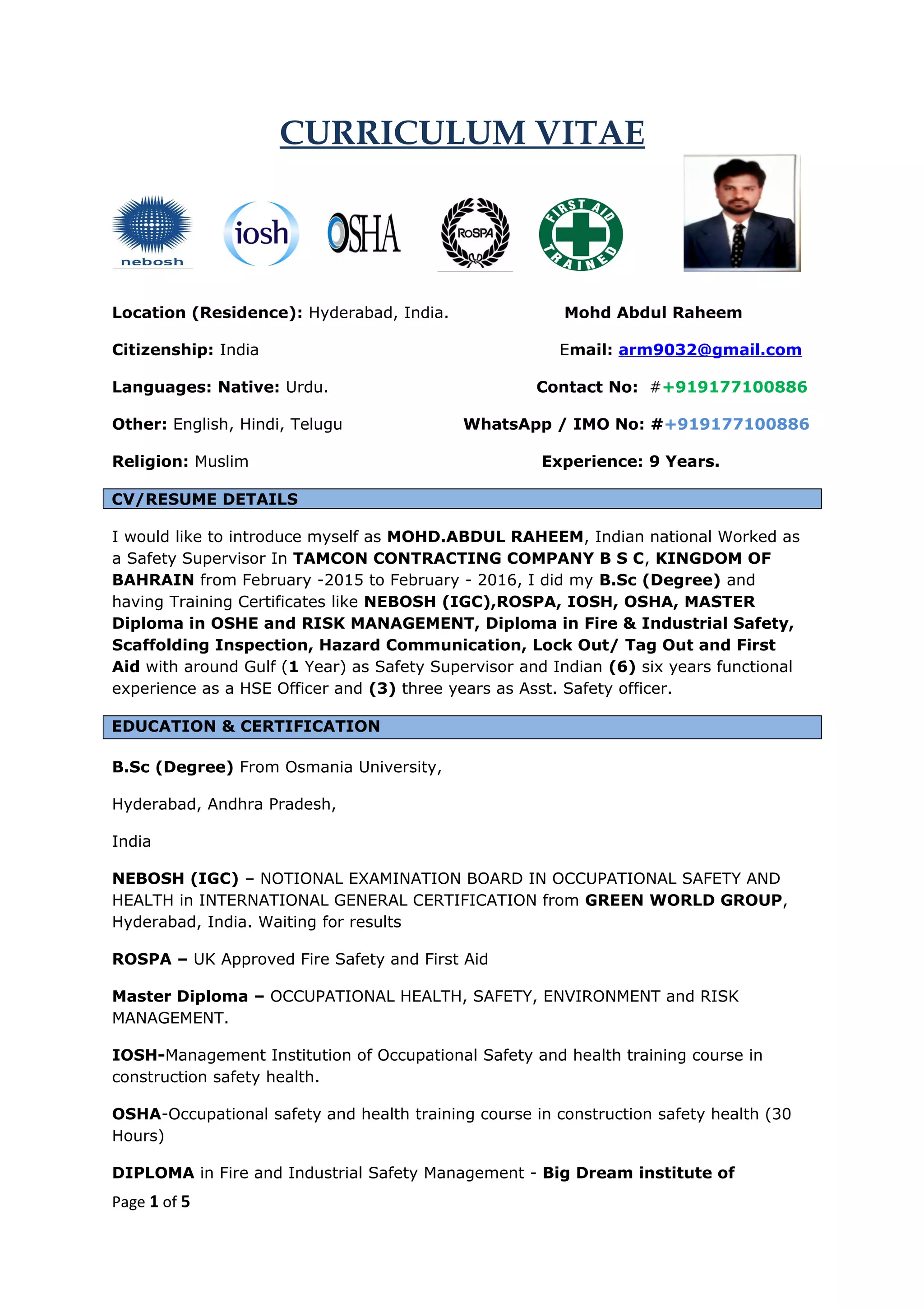 Abdul Raheem Updated cv | DOC