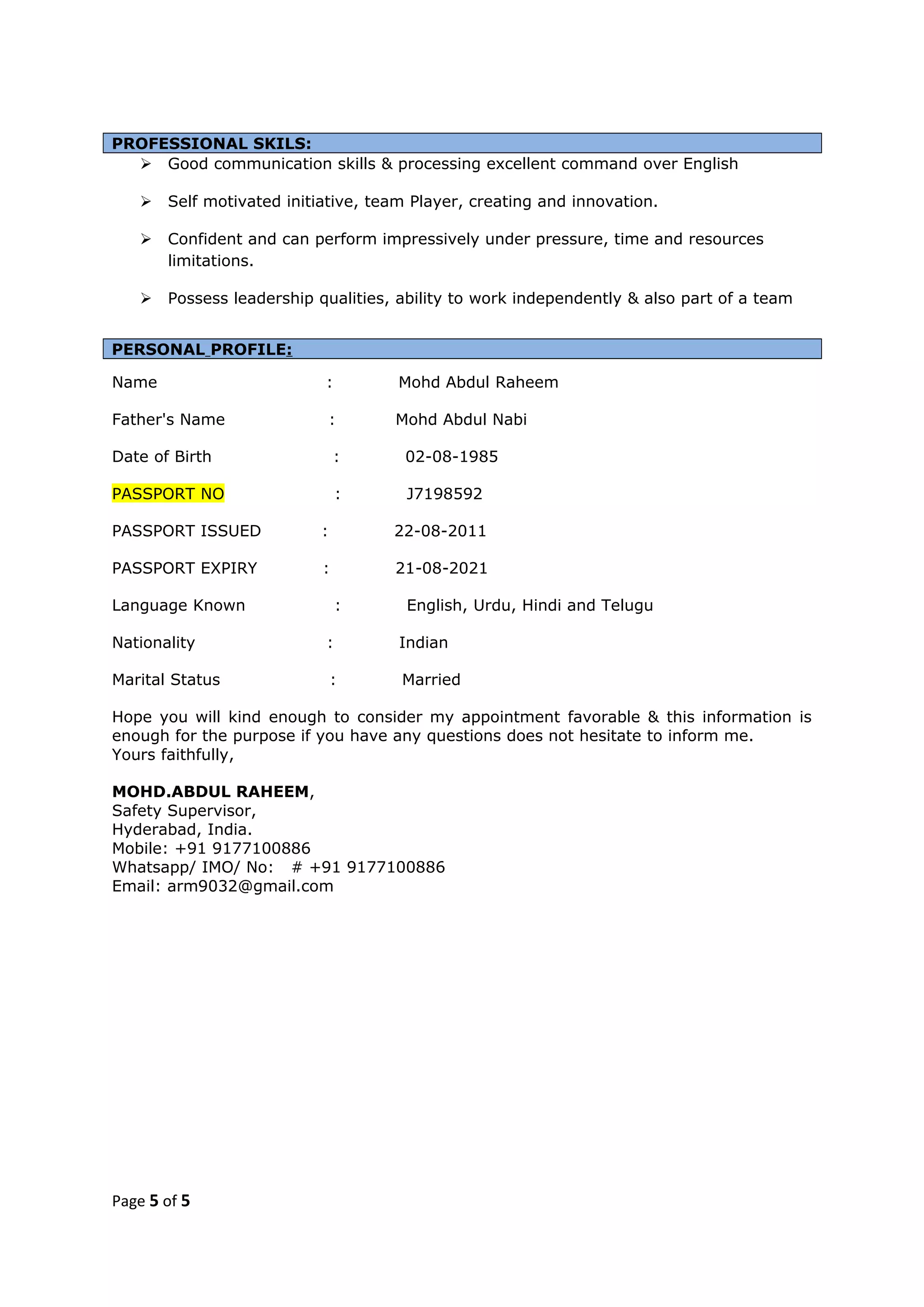 Abdul Raheem Updated cv | DOC