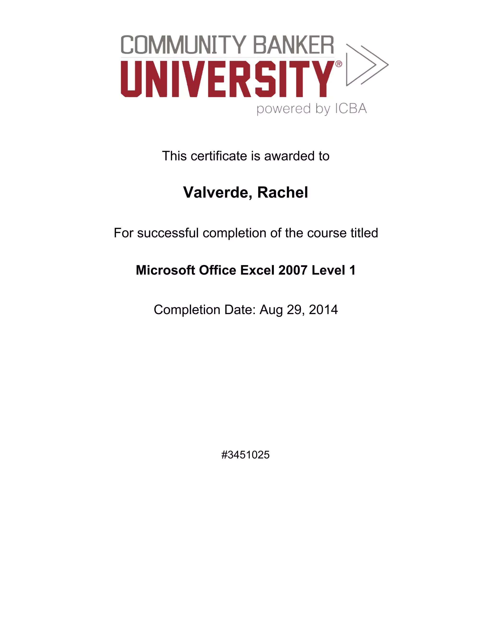 Certificate- Microsoft Excel | PDF