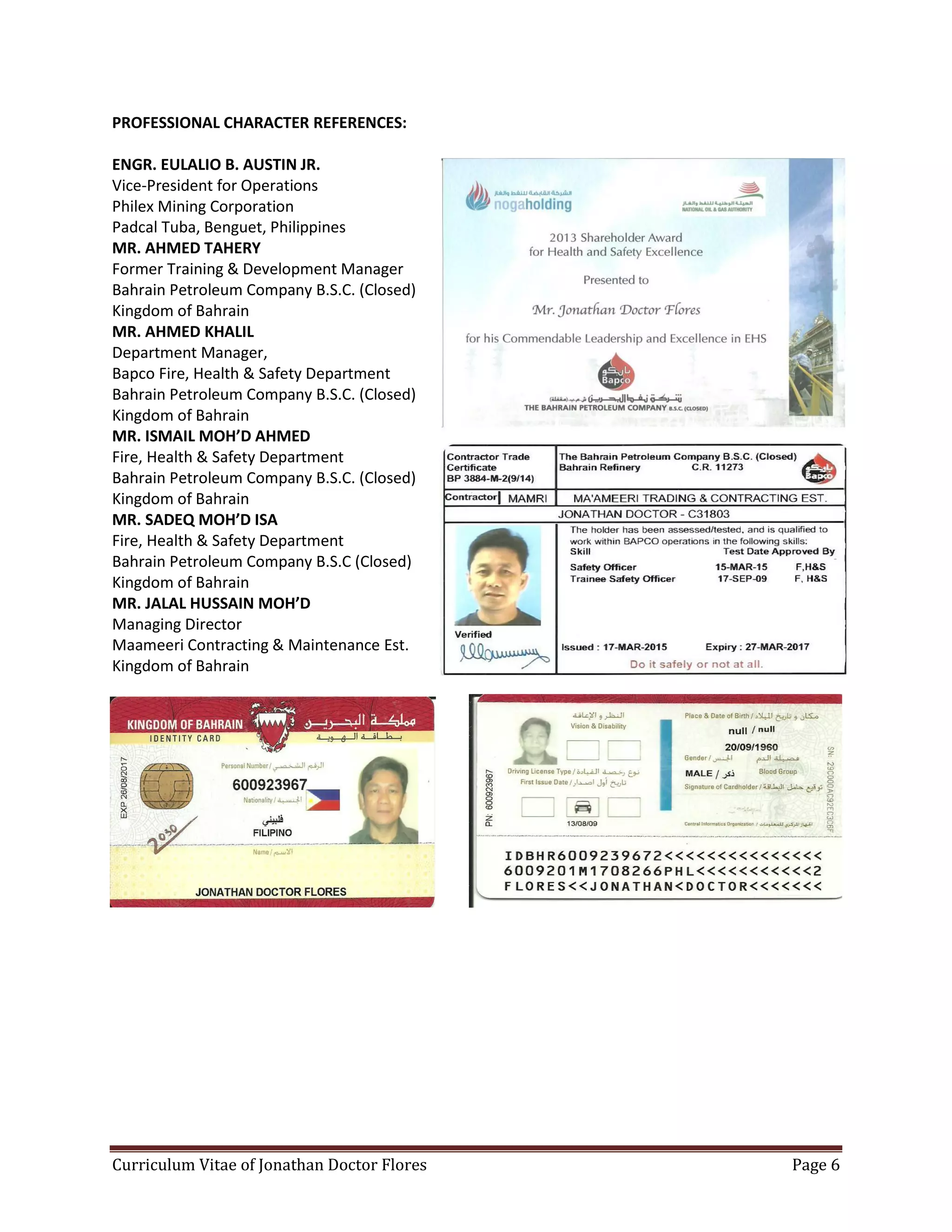 CURRICULUM VITAE HSE of JONATHAN DOCTOR FLORES UPDATED | PDF