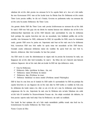 Opiniaun Direitu Ema Ho Defisiensia | DOCX