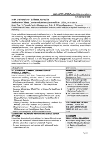 azliahsuhod Resume 2014 | DOC