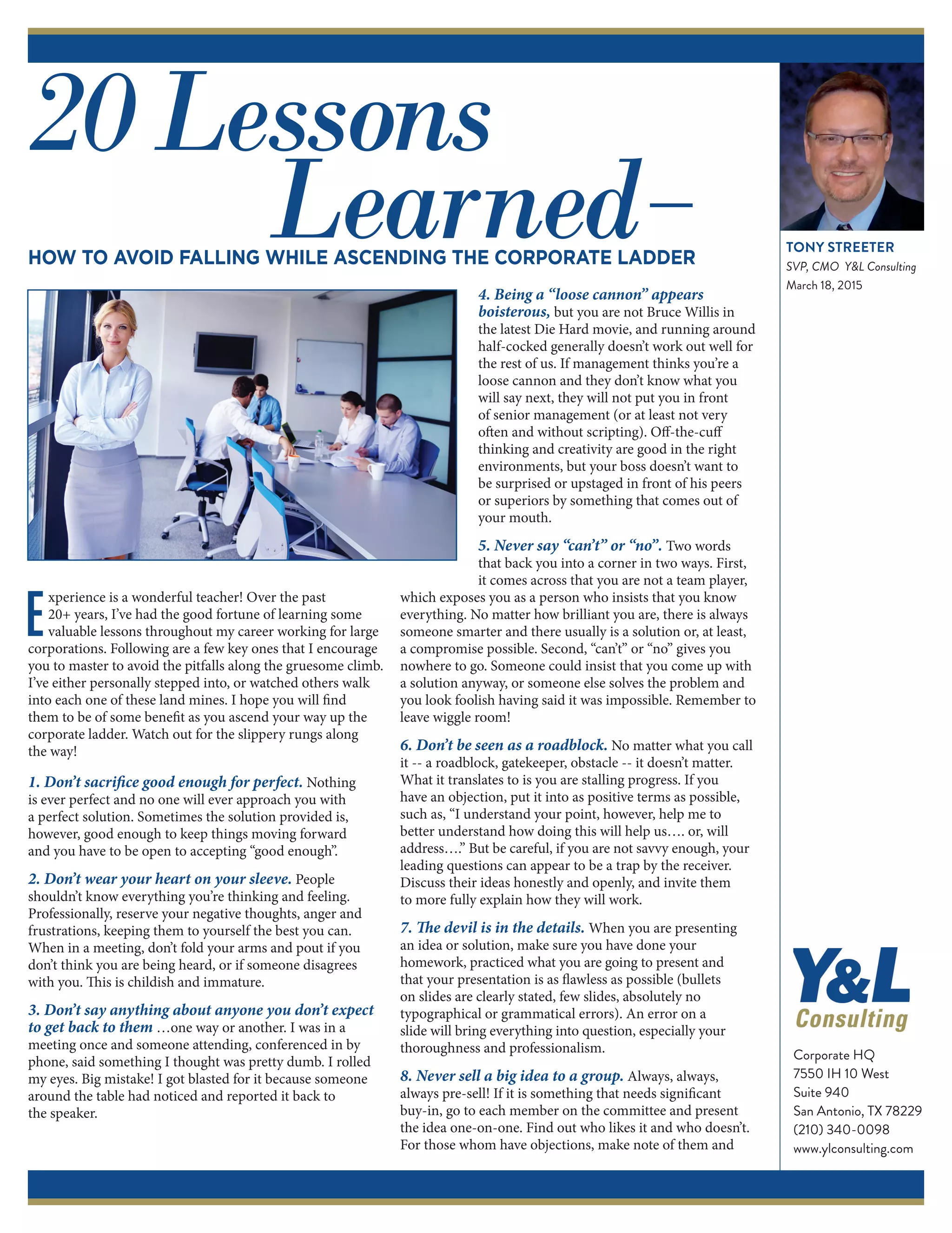 20 Lessons Learned Article 2-19-15 | PDF